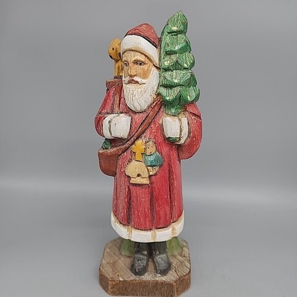 Unbranded | Holiday | Rustic Faux Carved Wood Resin Santa Father ...